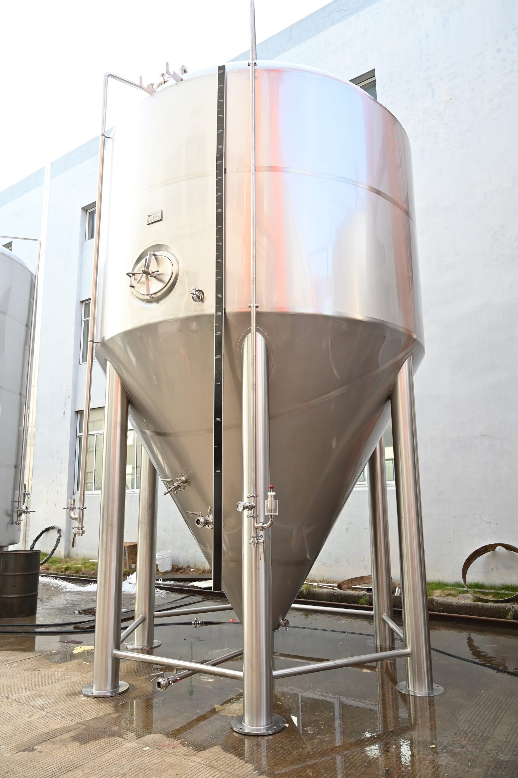large beer fermentation tanks